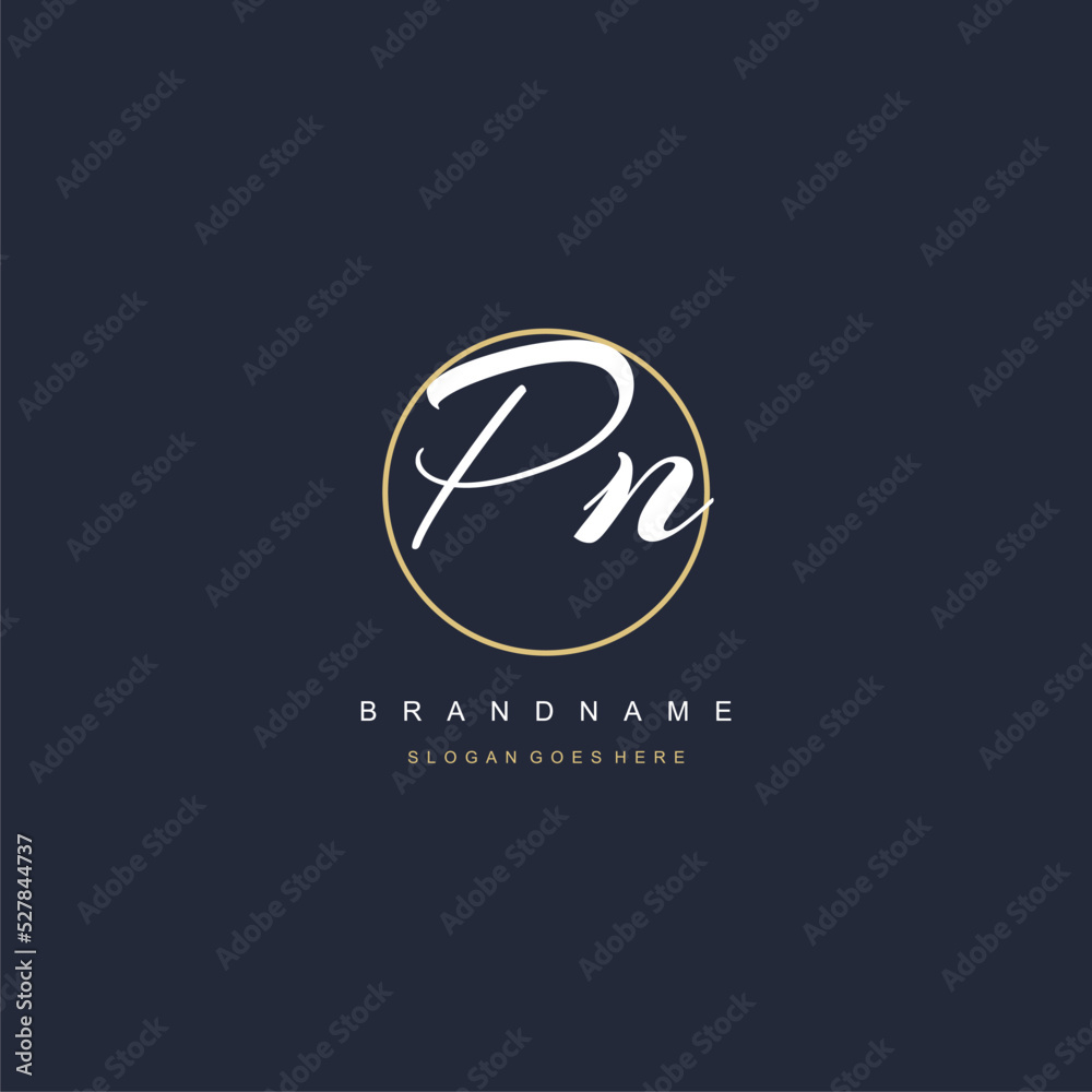 Initial letter PN logo monogram feminine style with circle line design ...