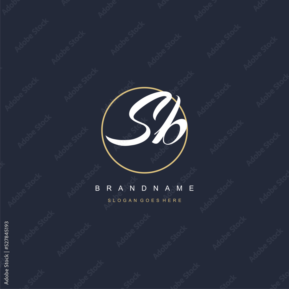 Initial letter SB logo monogram feminine style with circle line design ...