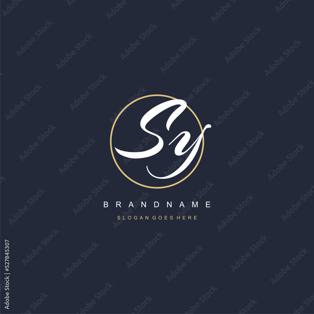 Initial letter SY logo monogram feminine style with circle line design ...