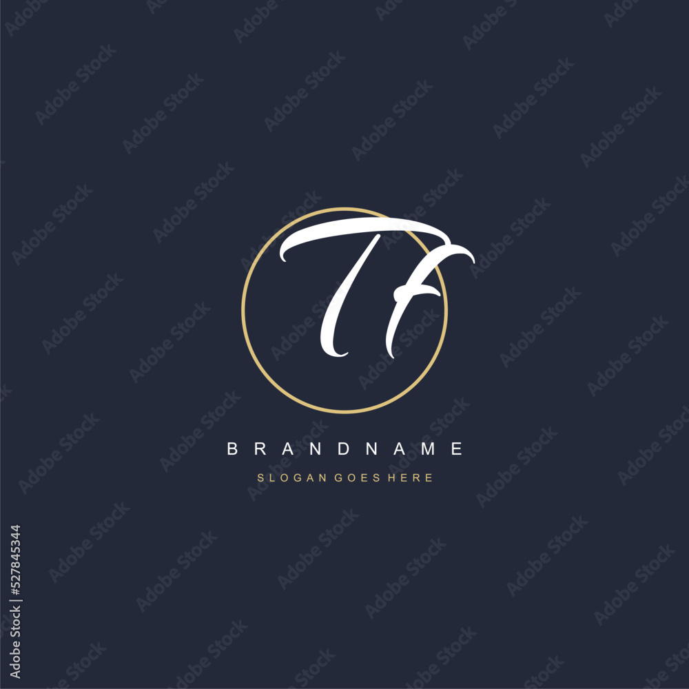 Initial letter TF logo monogram feminine style with circle line design ...