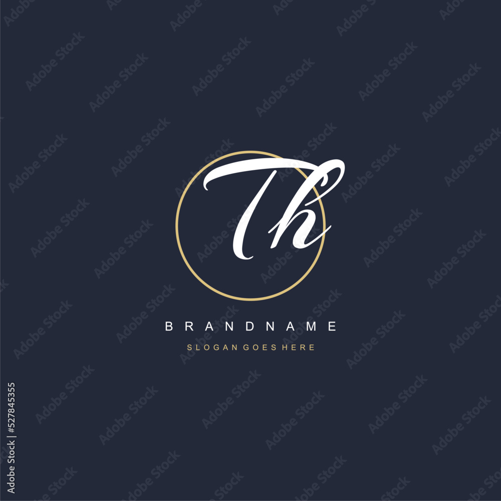 Initial letter TH logo monogram feminine style with circle line design ...