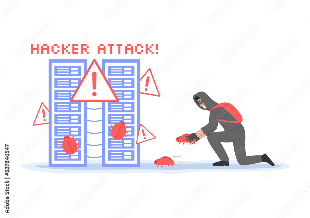 Computer Virus, Cyber Crime And Hacker Attack Concept. Cheater In Face ...