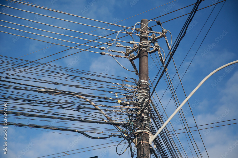 salvador, bahia, brazil - august, 25, 2022: Electric network wiring and ...