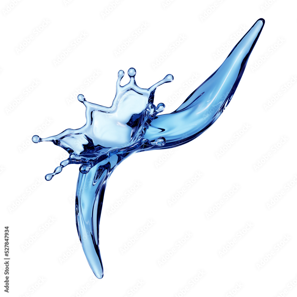 3d render, blue wave, water wavy splash clip art isolated on ...