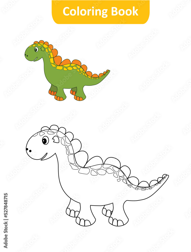 cartoon dinosaur coloring pages for kids Stock Vector | Adobe Stock