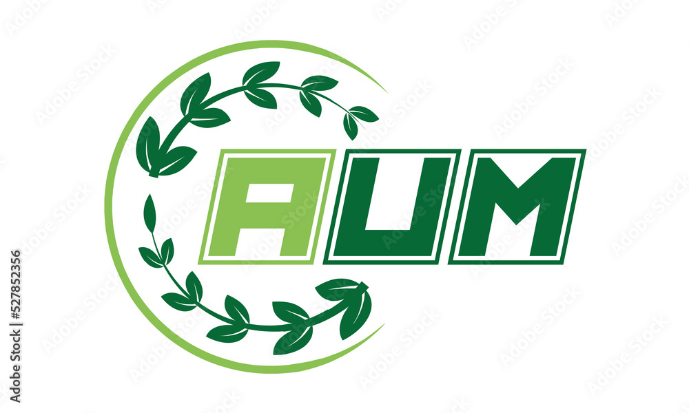 AUM Three-letter natural logo design, vector template. | monogram logo ...