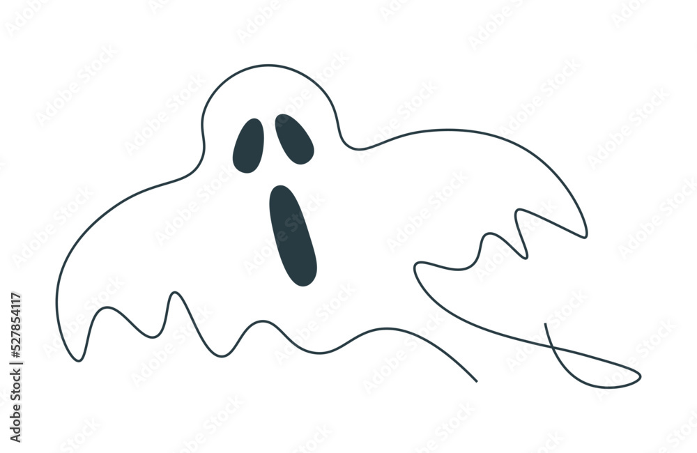 Ghost in single line. Drawing for Halloween with one continuous line ...