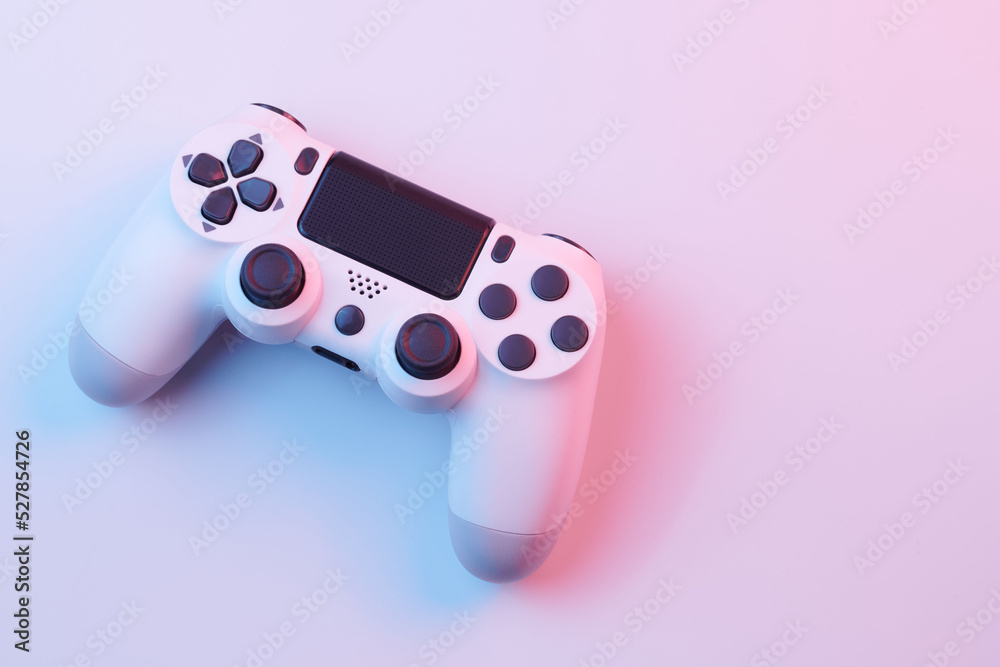 White video game controller, joystick for game console isolated on ...