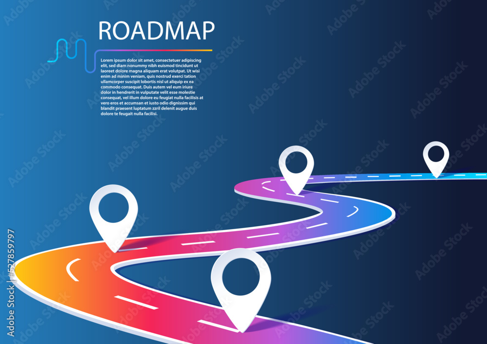 Roadmap infographic with milestones. Business concept for project management or business journey ...