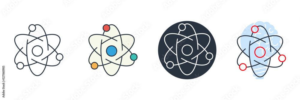 physics icon logo vector illustration. Molecular atom neutron ...