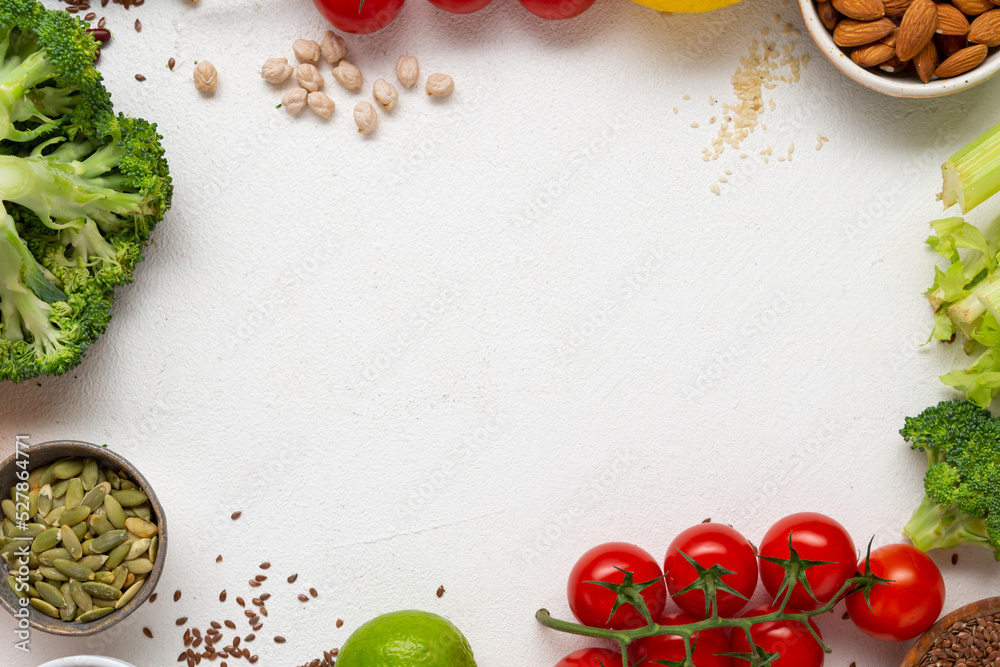 Food background with empty space and vegetables Stock Photo | Adobe Stock