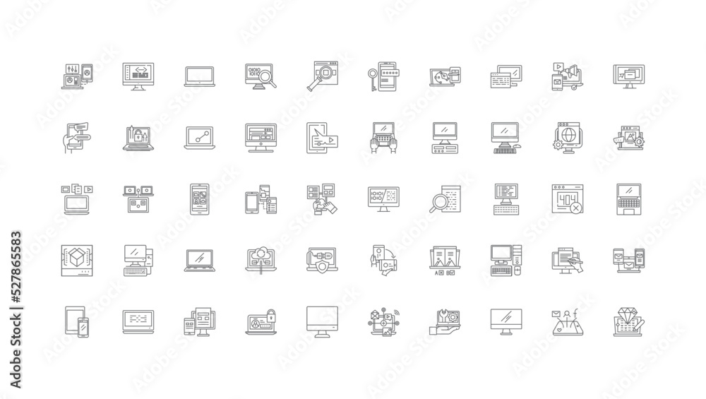 Server icons ideas, linear icons, line signs set, vector collection ...