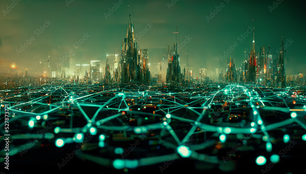 The concept of a high-speed internet connection visualized as cables ...
