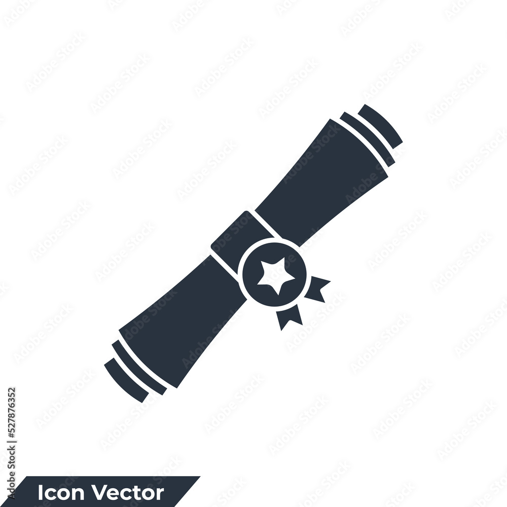 diploma icon logo vector illustration. Award medal symbol template for ...