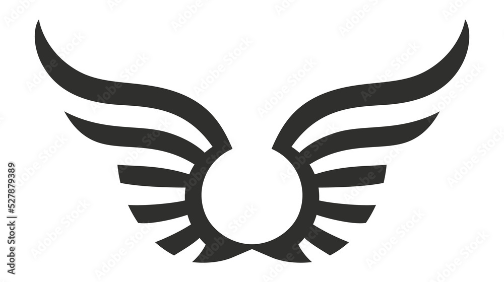 Winged badge. Wings in flight emblem with waving stripes Stock ...