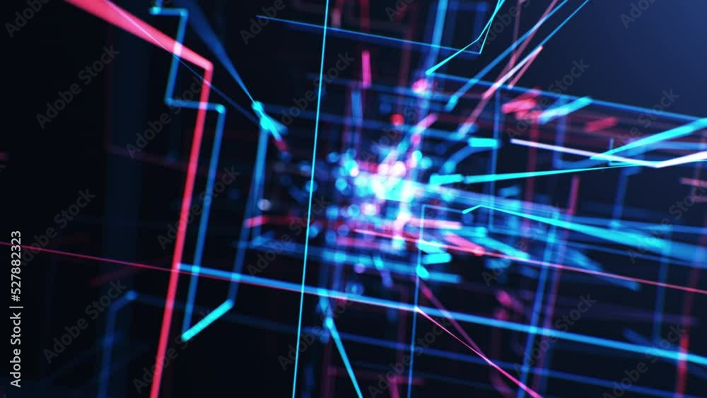 Vídeo do Stock: Digital Network Chaos Lines Red Blue Colors Spread in ...