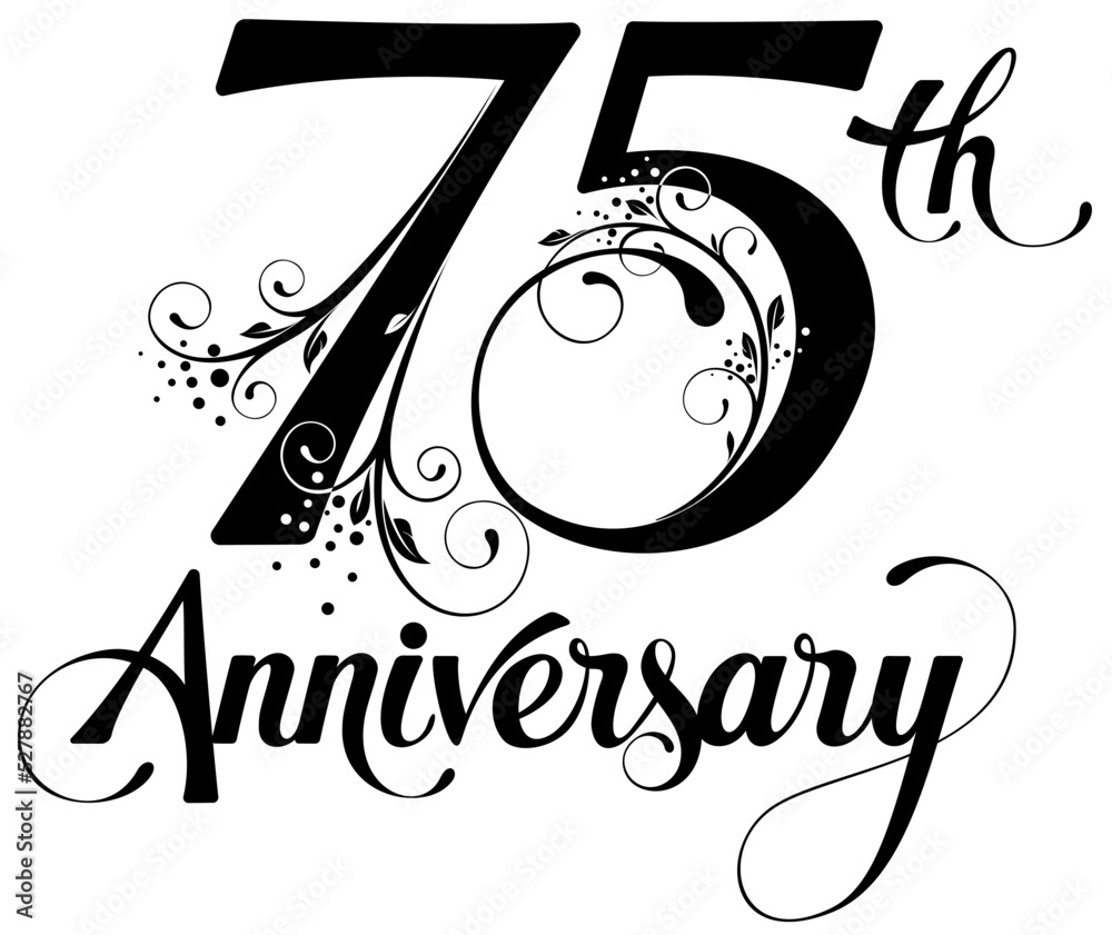 75th Anniversary - custom calligraphy text Stock Vector | Adobe Stock