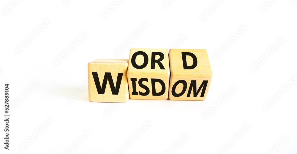 Wisdom word symbol. Concept words Wisdom word on wooden cubes ...