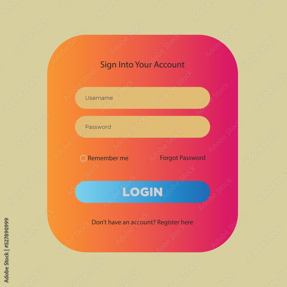 login form, Login page, sign in, Vector template Stock Vector | Adobe Stock