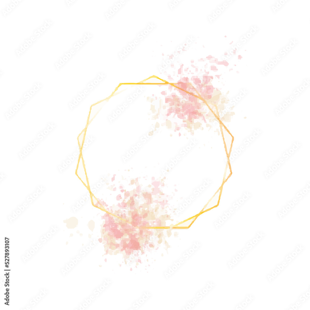 Watercolor splash with golden luxury geometric frames, luxury gold ...
