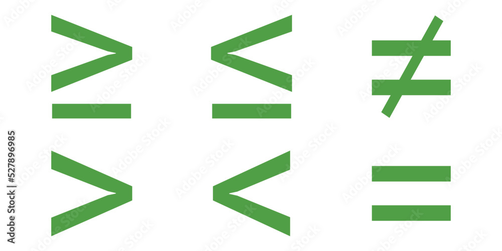 less than greater than and equal symbol in mathematics. inequality ...