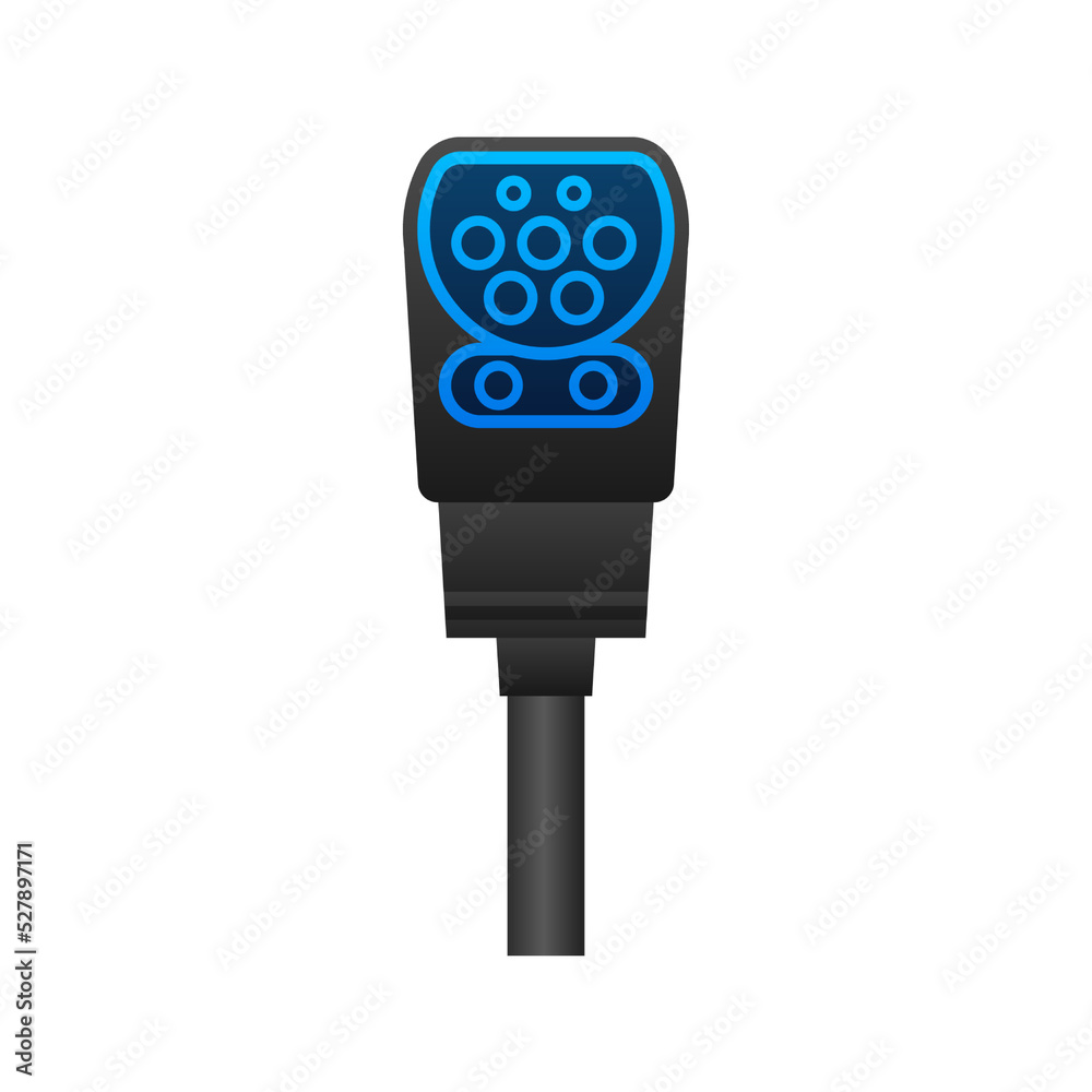 EV charging station Blue charge car ports. Symbol, logo vector ...