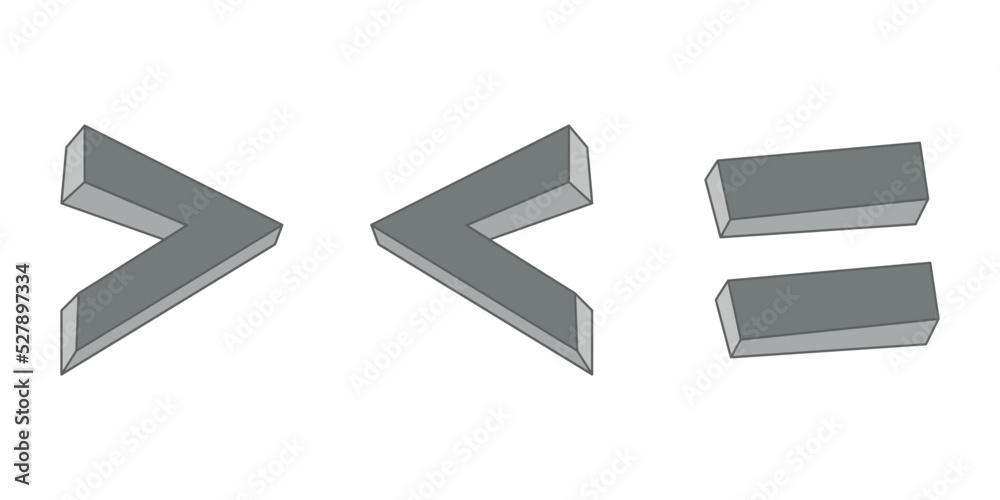 less than greater than and equal symbol in mathematics. inequality ...