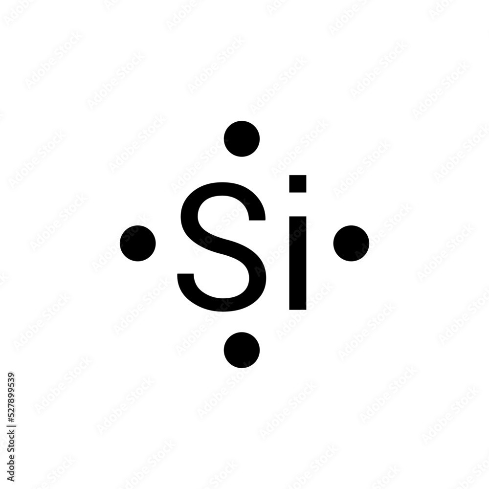 Lewis structure of silicon (Si) Stock Vector | Adobe Stock