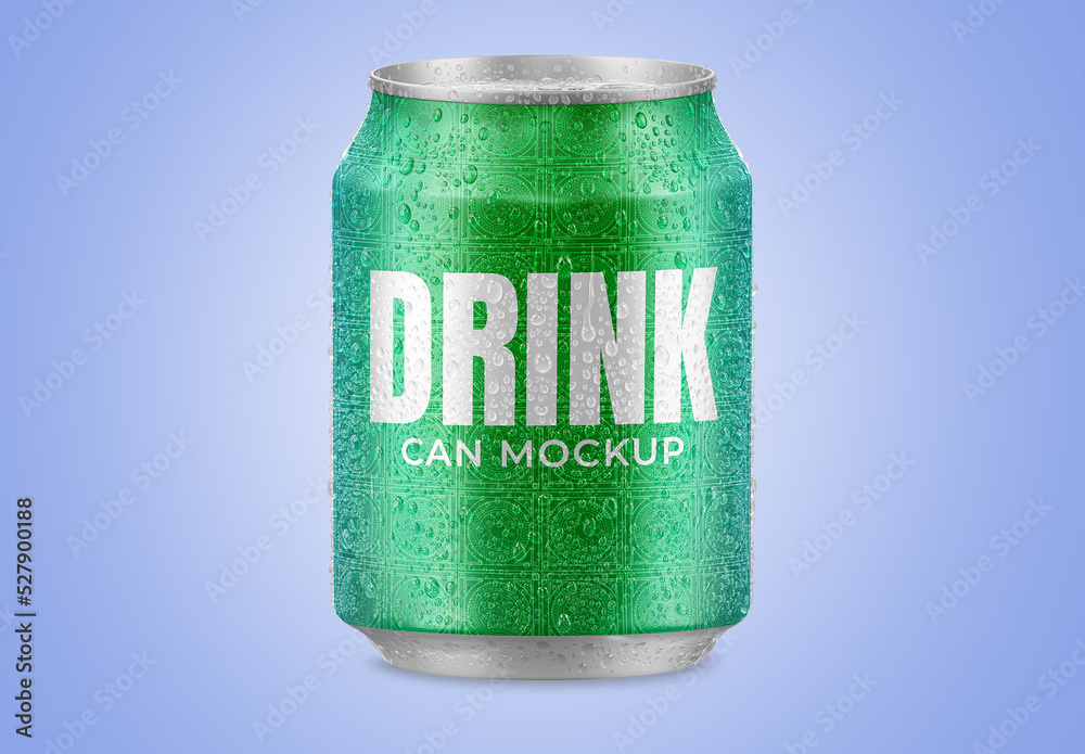 Can with Water Drops Mockup Stock Template | Adobe Stock