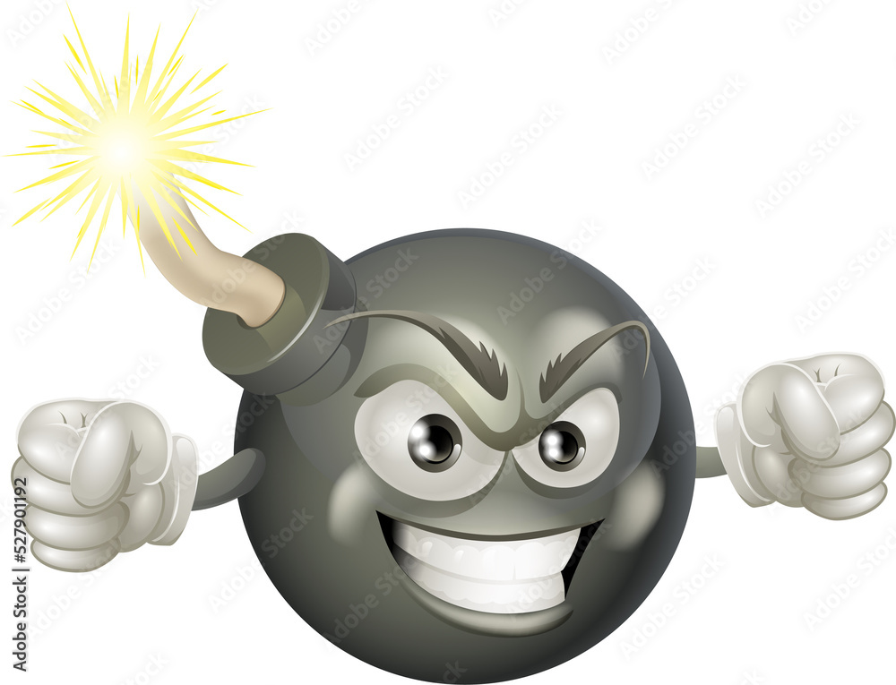 Angry mean bomb cartoon mascot Stock Illustration | Adobe Stock