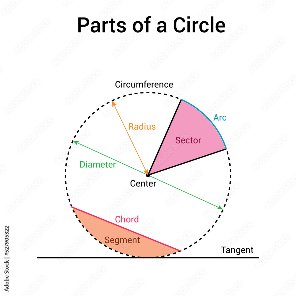 parts of a circle in mathematics Stock Vector | Adobe Stock