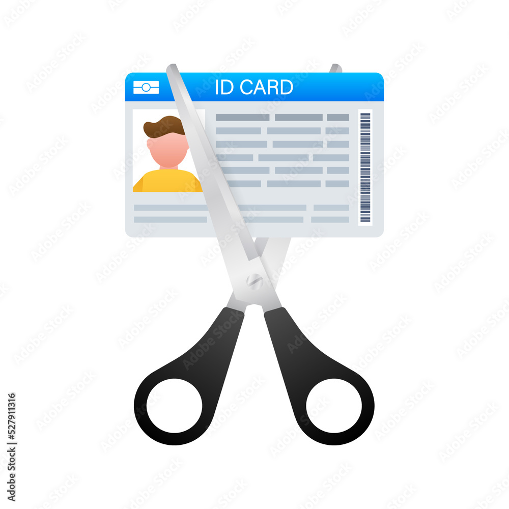 Realistic icon with broken plastic id card on transparent background ...
