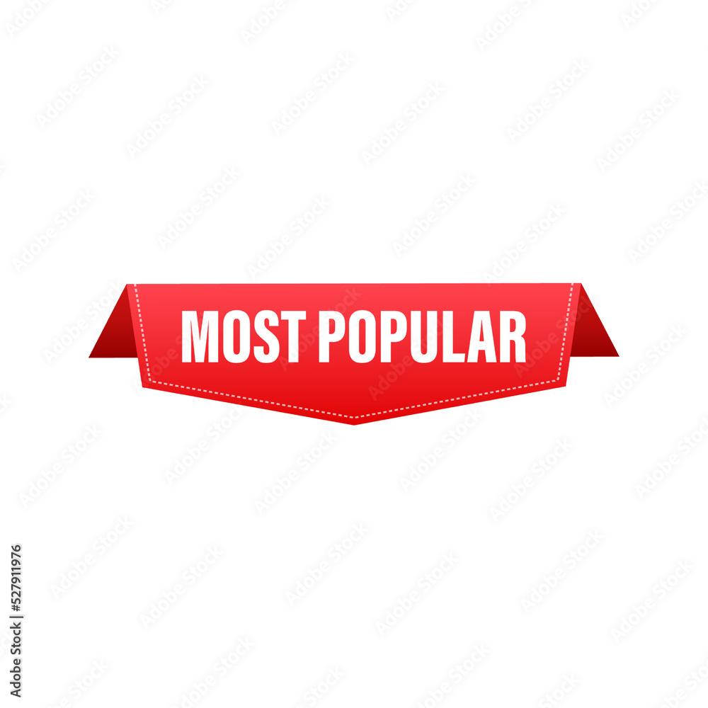 Most popular badge, ribbon isolated on white background, sticker, label ...