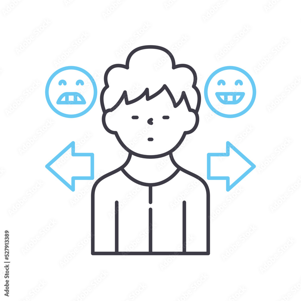 inner conflict line icon, outline symbol, vector illustration, concept ...