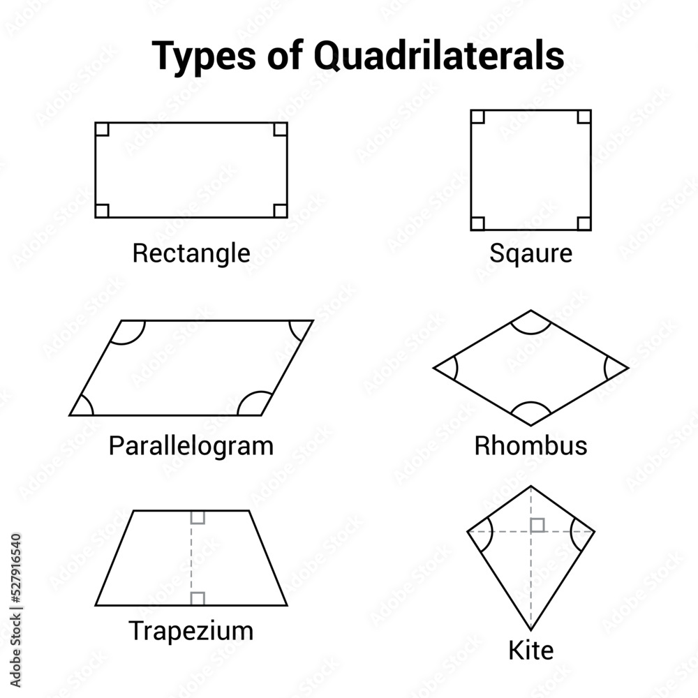 Quadrilateral Types Of Quadrilaterals Geometry Math