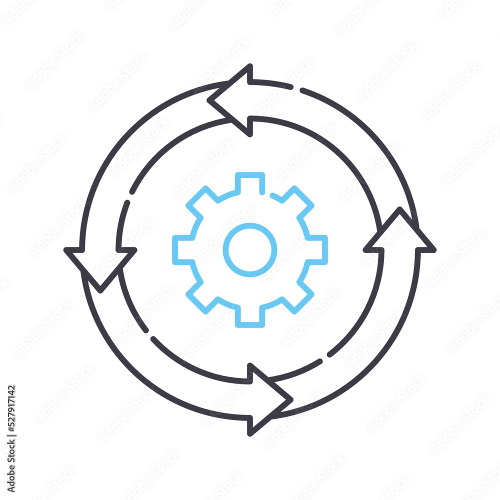 iteration cycle line icon, outline symbol, vector illustration, concept ... iteration cycle line icon, outline symbol, vector illustration, concept ...