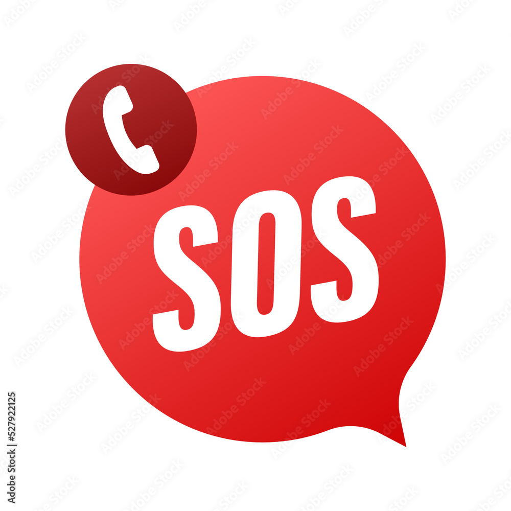 SOS emergency call. 911 calling. A cry for help. Vector stock ...
