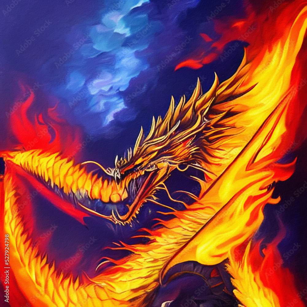 Fantasy evil dragon portrait. Surreal artwork of danger dragon from ...