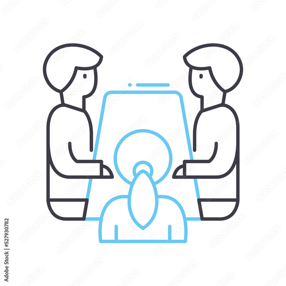 meeting line icon, outline symbol, vector illustration, concept sign ...