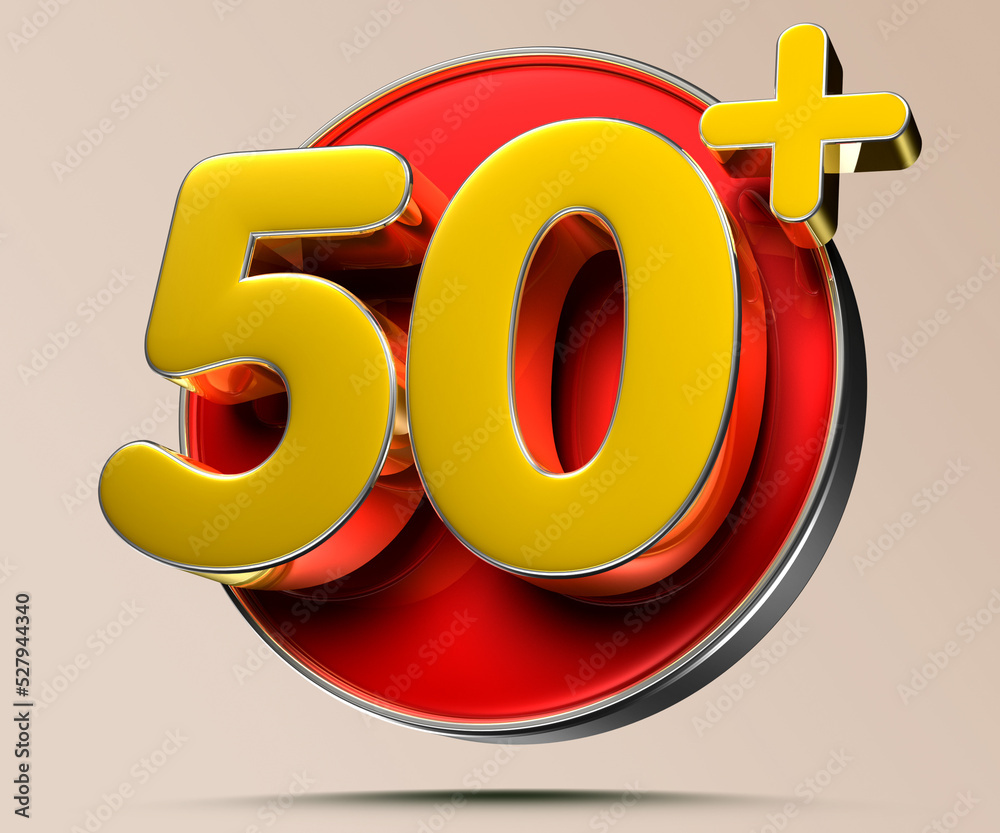 50 plus 3D illustration on light cream background have work path ...