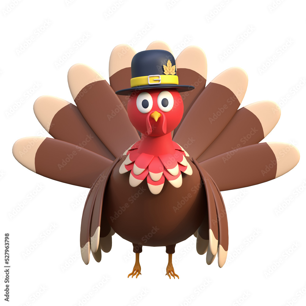happy thanksgiving turkey 3d icon illustration Stock Illustration ...