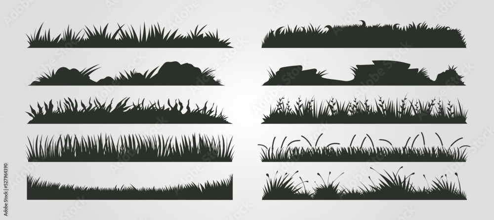 vector of grass silhouette template illustration design, set of black ...