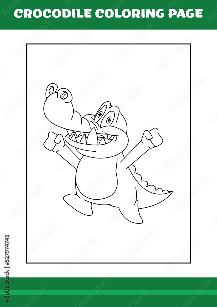 Crocodile Coloring Page. illustration of Cartoon crocodile for Coloring ...