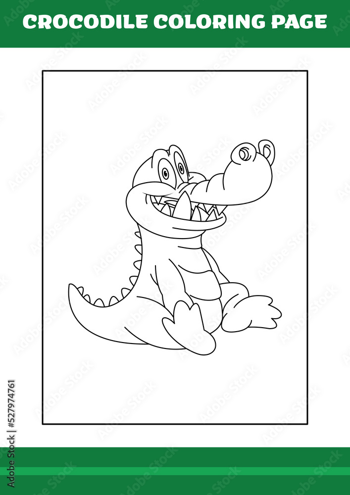 Crocodile Coloring Page. illustration of Cartoon crocodile for Coloring ...