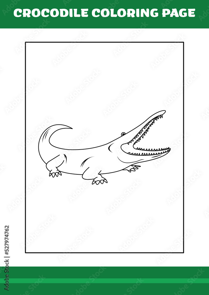 Crocodile Coloring Page. illustration of Cartoon crocodile for Coloring ...
