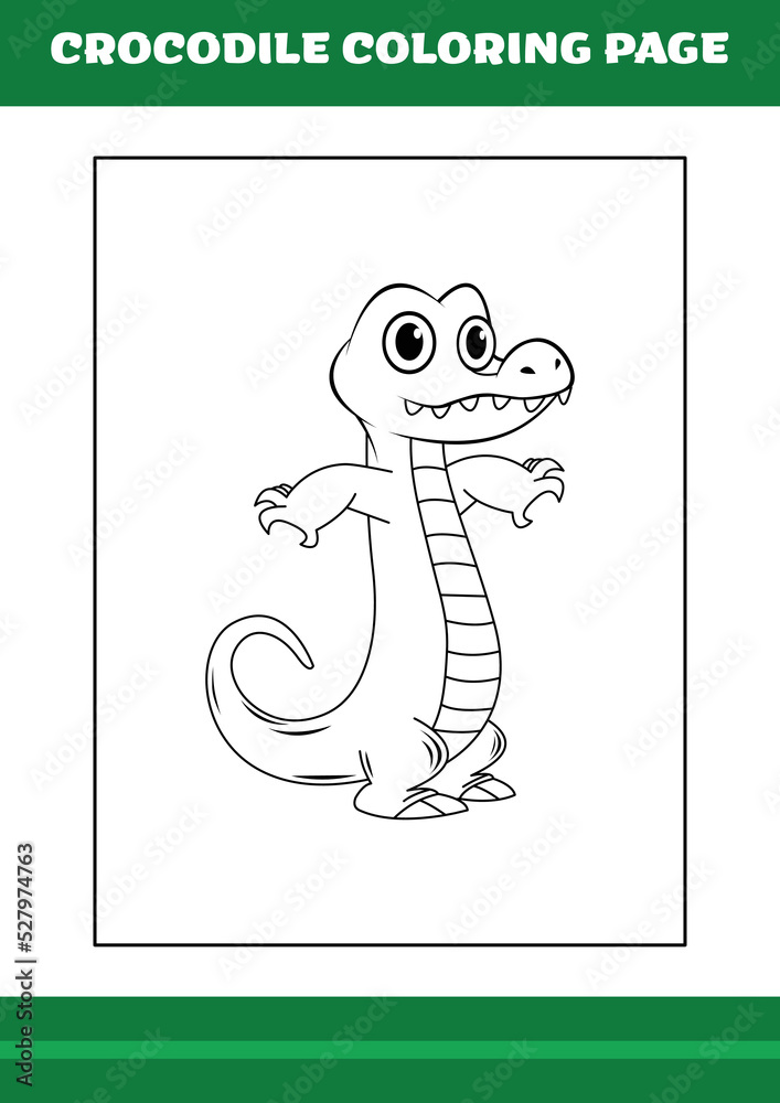 Crocodile Coloring Page. illustration of Cartoon crocodile for Coloring ...