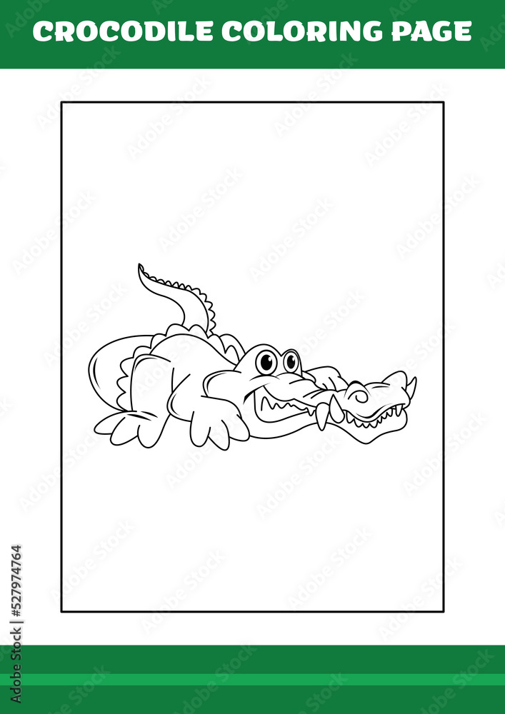 Crocodile Coloring Page. illustration of Cartoon crocodile for Coloring ...