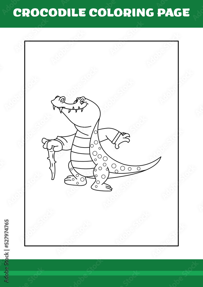 Crocodile Coloring Page. illustration of Cartoon crocodile for Coloring ...