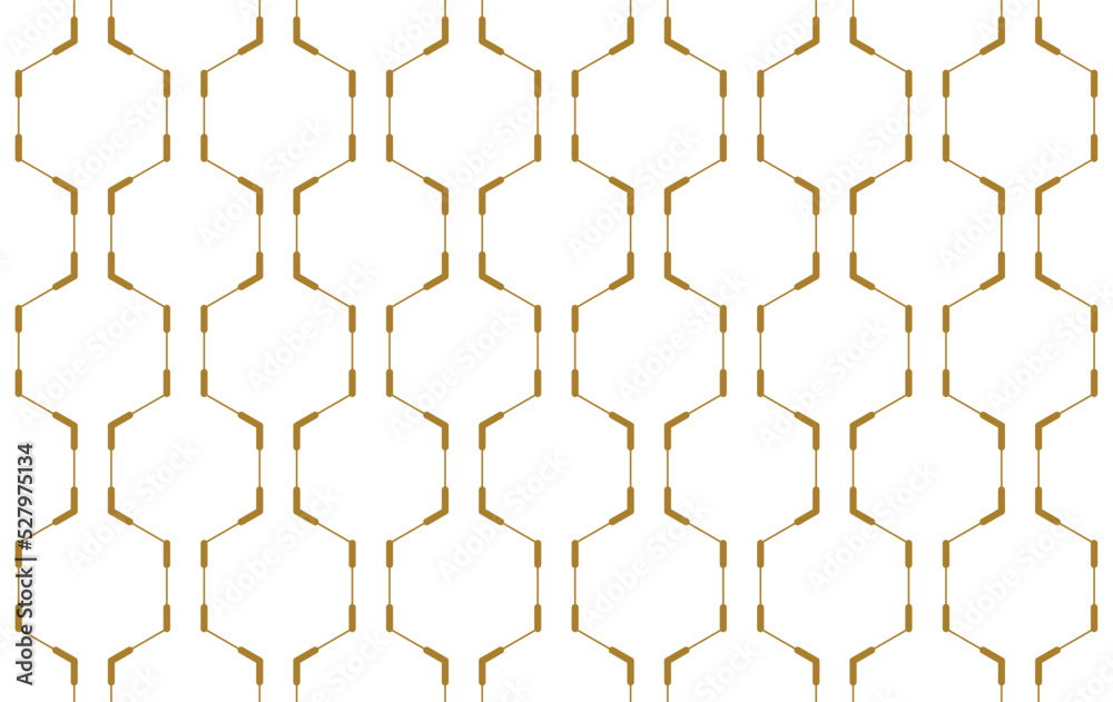 Connected hexagon shapes in thick and thin dashes gold color outline in ...