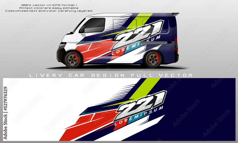 van decal design vector. Graphic abstract stripe racing background kit ...